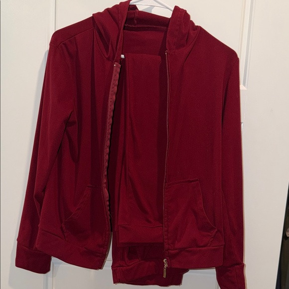 Amazon | Pants & Jumpsuits | Amazon Red Zip Up Jacket Jogger Pants ...